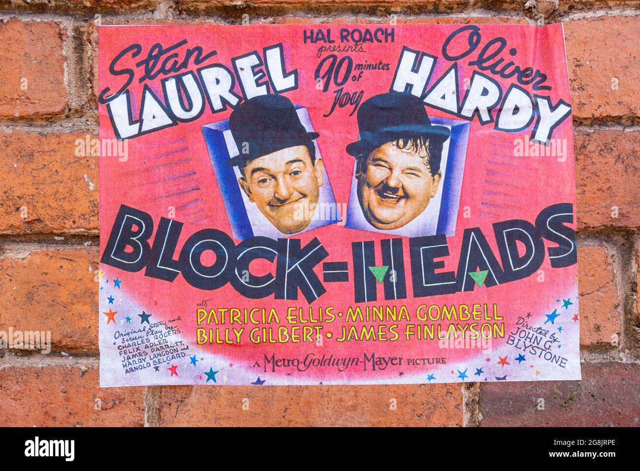 Affiche de vieux film publicitaire Block-Heads, un film mettant en ...