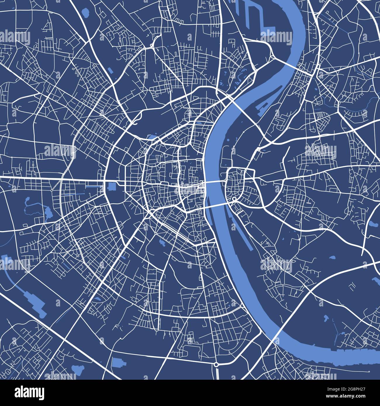 Affiche carte détaillée de la zone administrative de Cologne. Panorama ...