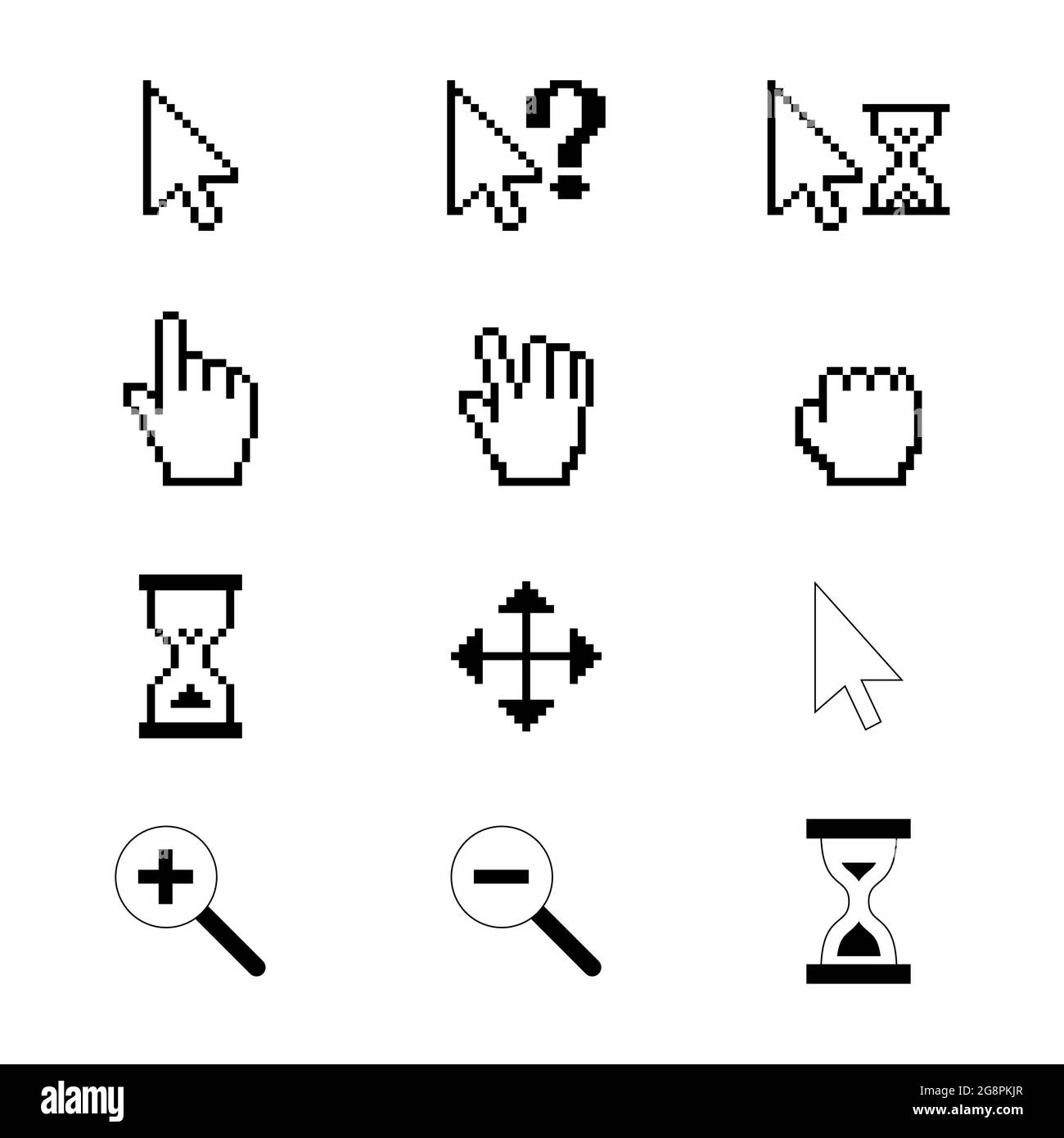 Curseurs web flèches, pointeurs manuels numériques vectoriels ...