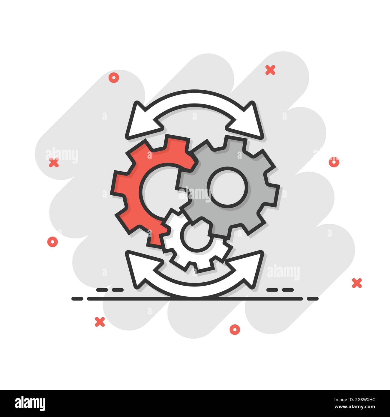 Icône de workflow en style comique. Illustration vectorielle de dessin ...