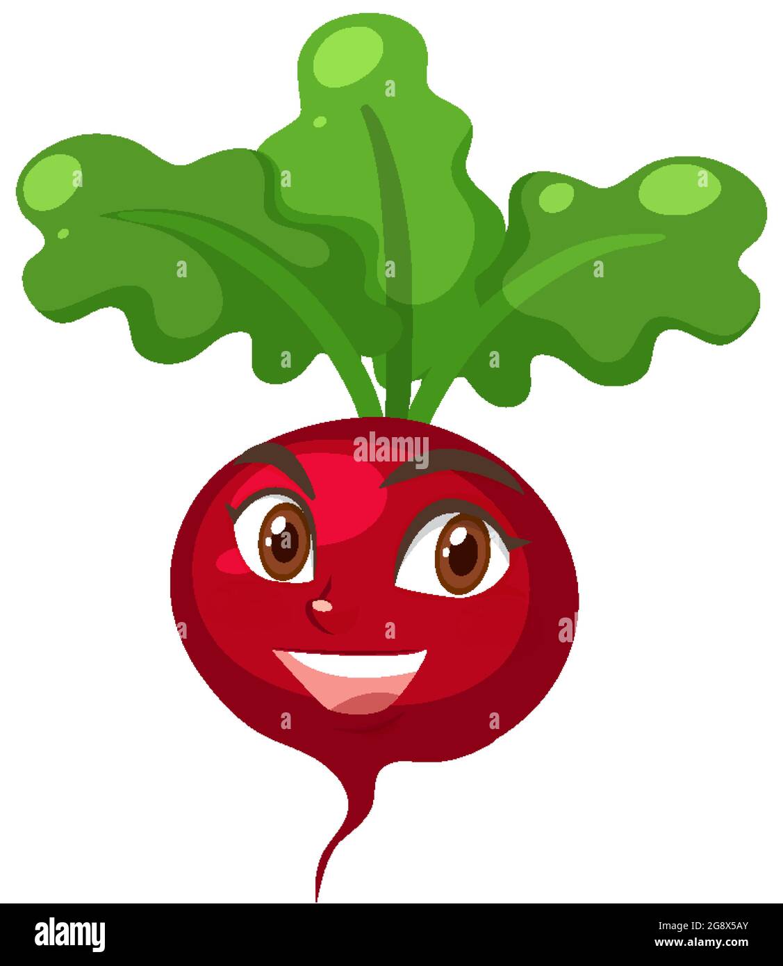 Personnage de dessin animé radis avec expression de visage heureux sur ...