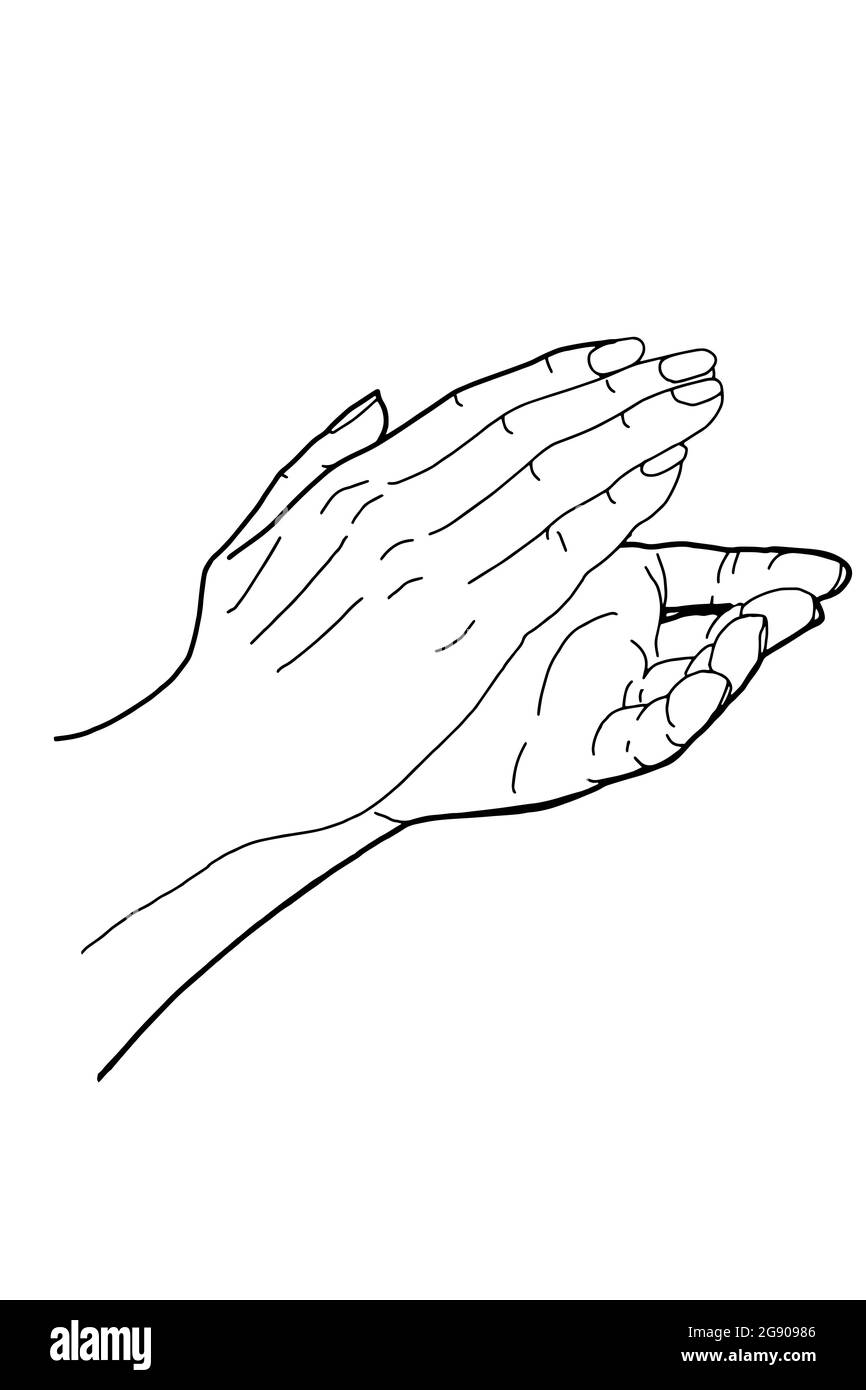 Dessin animé humain clapping main line art illustration Photo Stock - Alamy