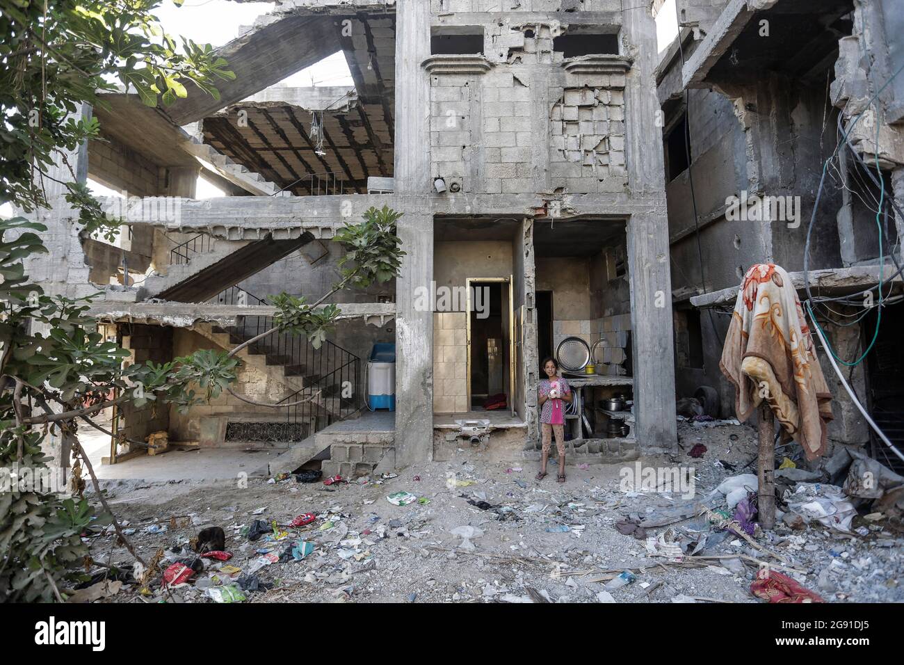 22 juillet 2021, Gaza, la bande de Gaza, Palestine : une fillette ...