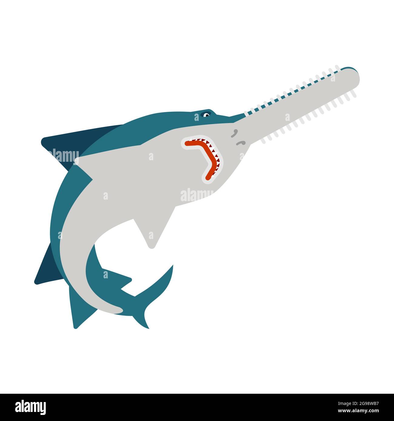 Poisson-scie isolé. Prédateur marin a vu le poisson. Illustration ...