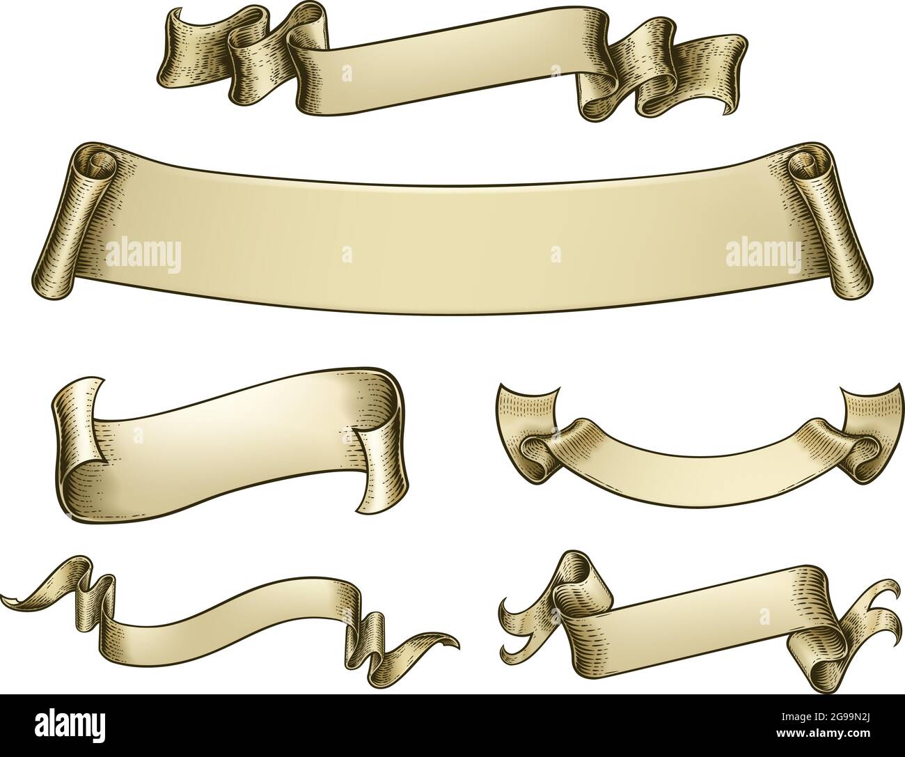 Ruban en bois de rouleau de papier banderole parchemin drapeau Image ...