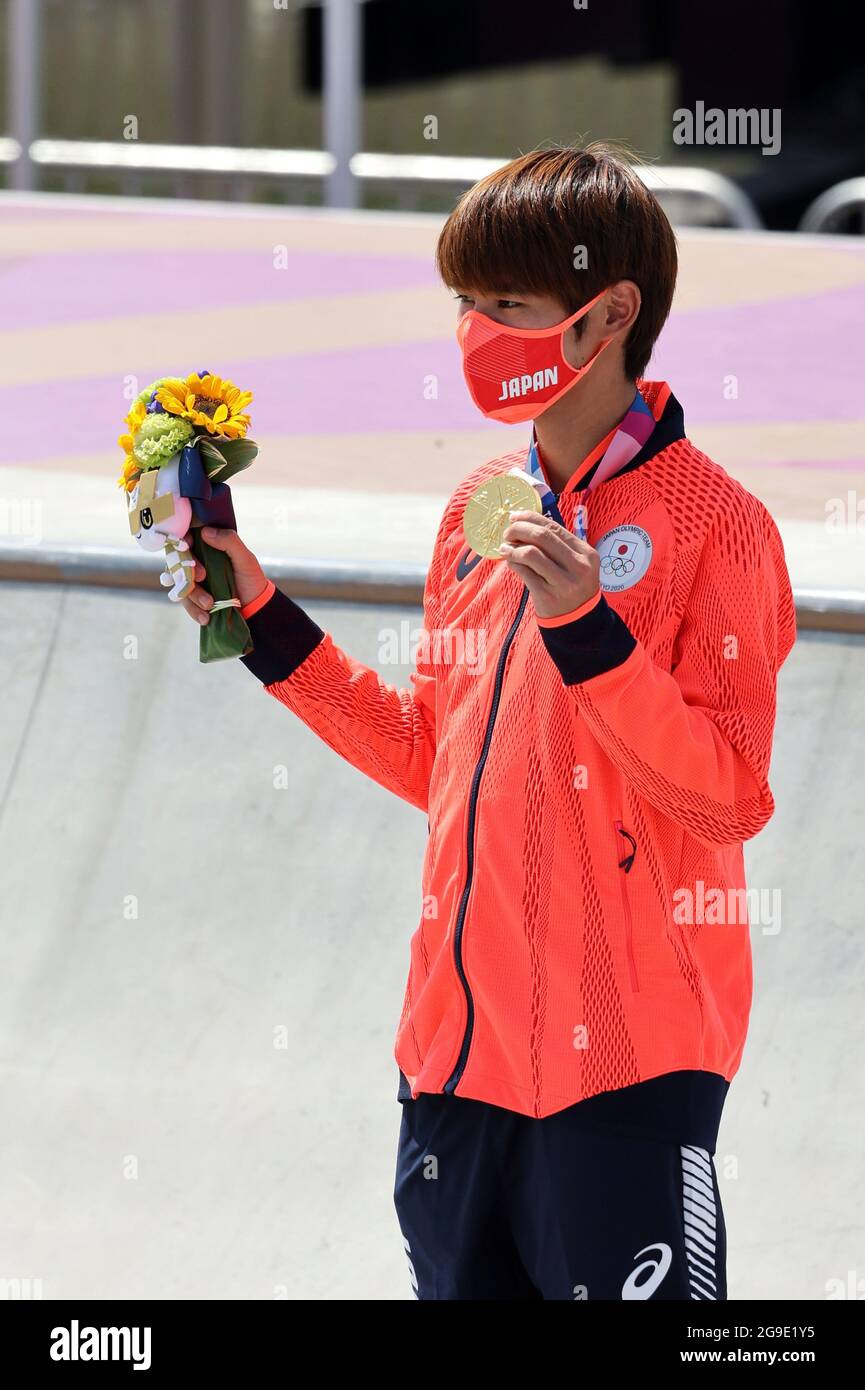 Tokyo, Japon. 26 juillet 2021. Tokyo, Japon. 25 juillet 2021. Yuto Horigome, médaillé d'or au ...