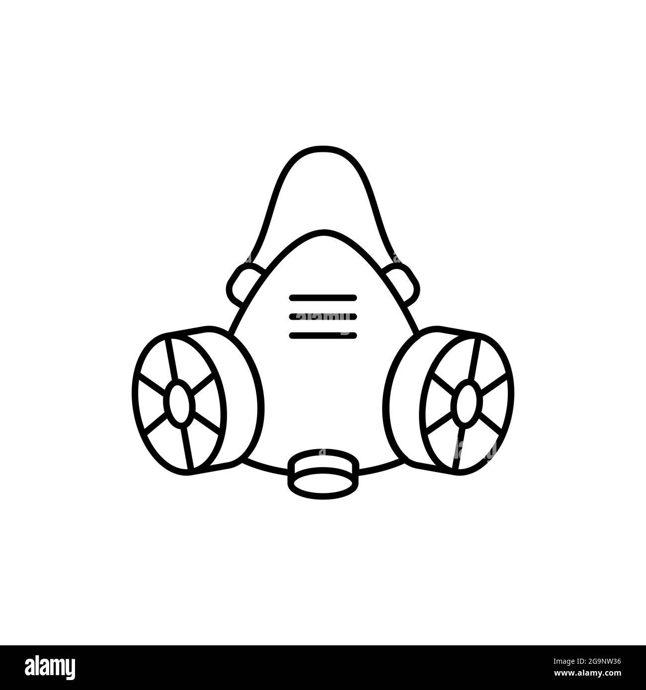 Icône de ligne de masque respiratoire. Masque de protection chimique ...