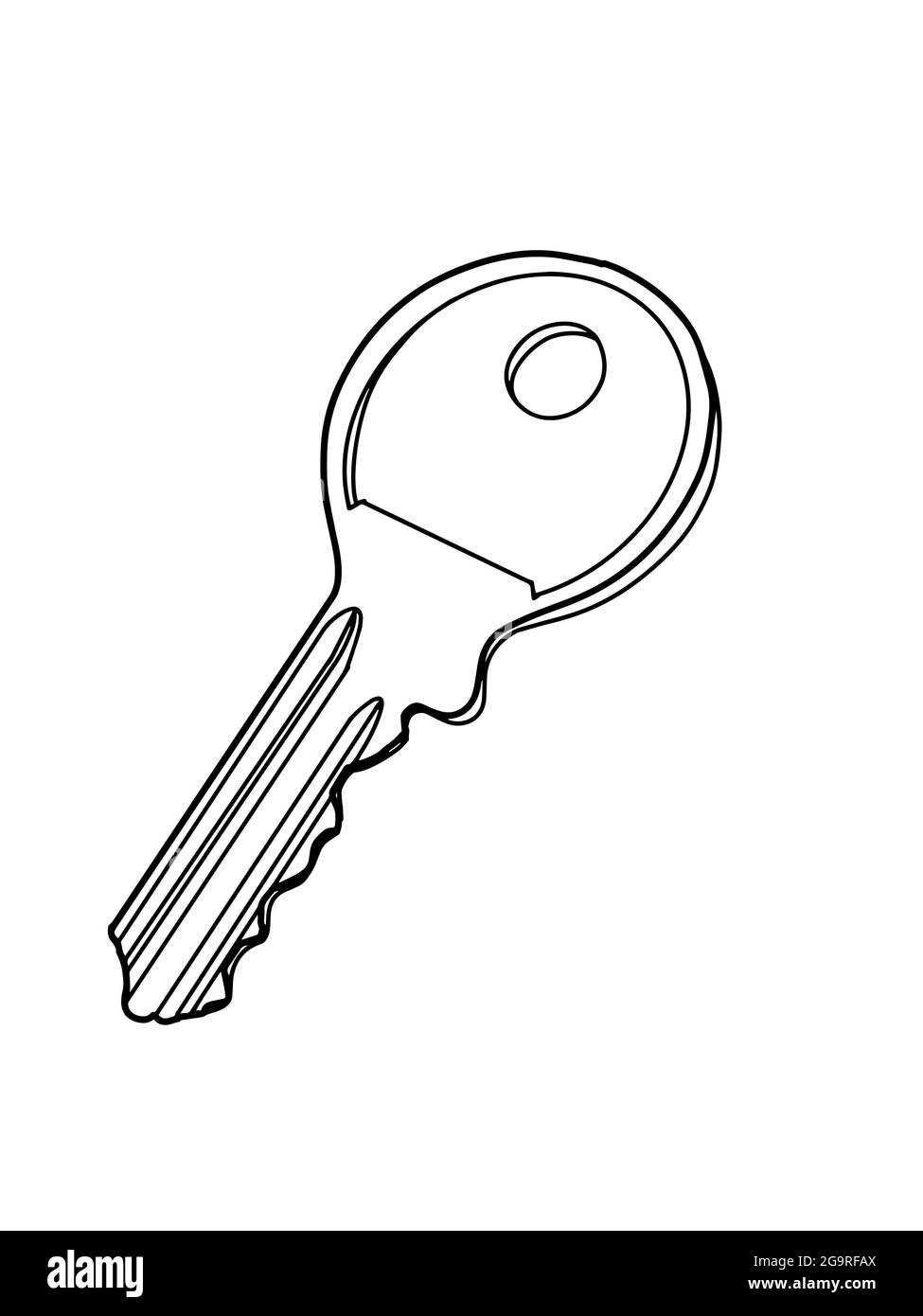 Clé, illustration, dessin animé, fond blanc.Art de ligne Photo Stock ...