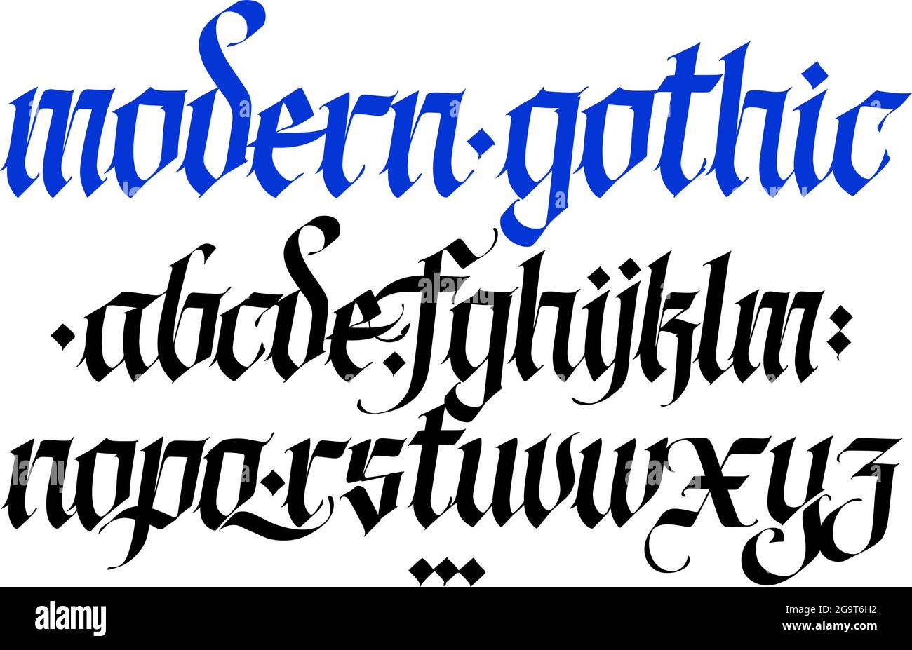 Gothique. Vecteur. Lettres minuscules sur fond blanc. La calligraphie ...