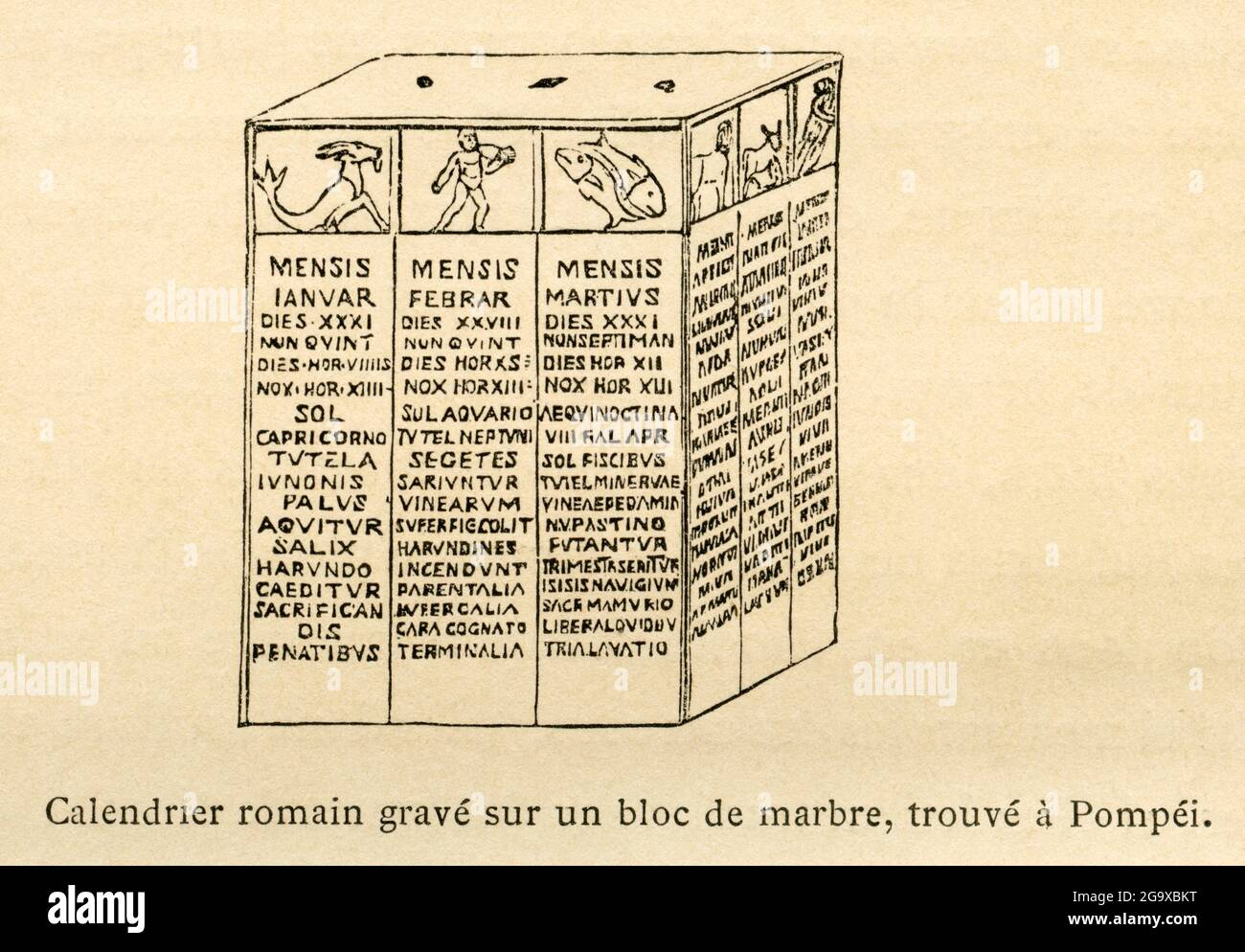 Monde antique, Empire romain, Pompejii, calendrier romain gravé sur un ...