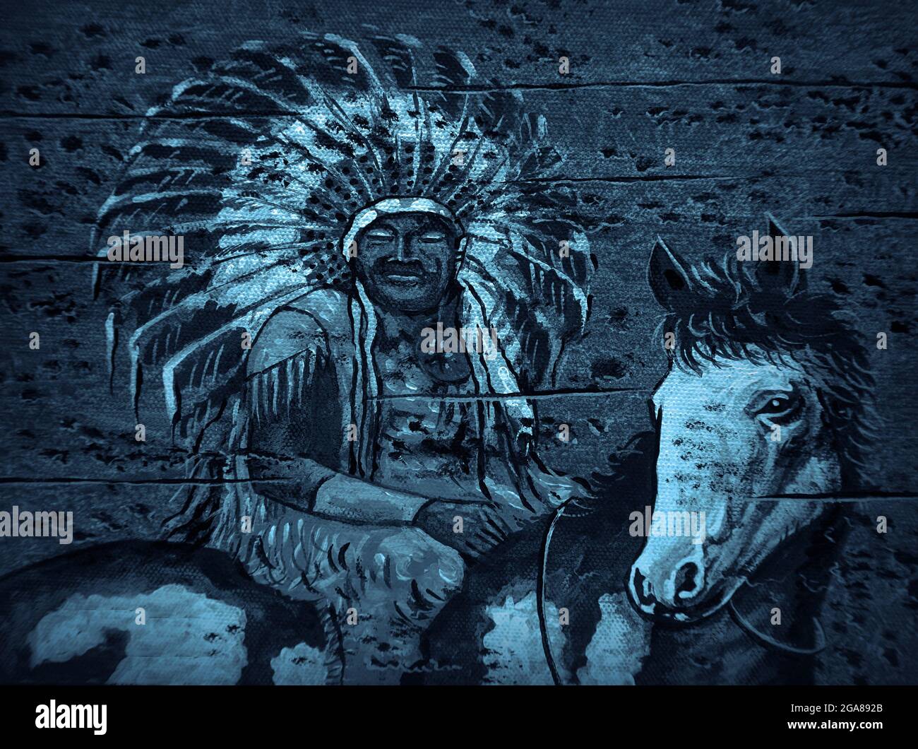 Peinture d'art couleur d'huile Indien rouge , amérindien , face Apache ...