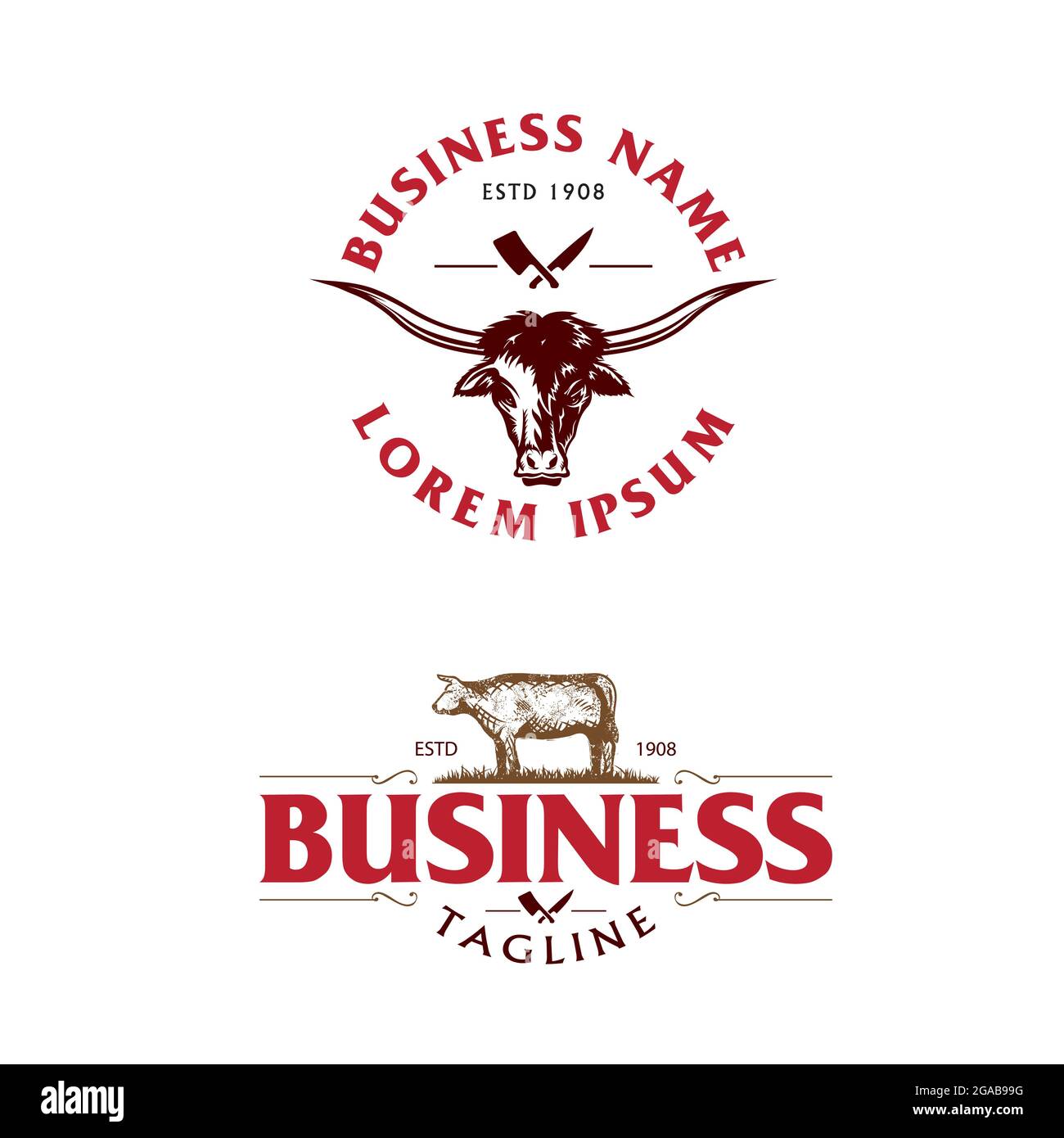 Tête de boeuf logo Banque d'images vectorielles - Alamy