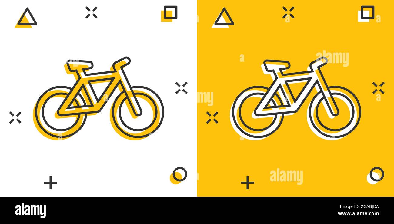 Icône de vélo de dessin animé en style comique. Pictogramme d ...