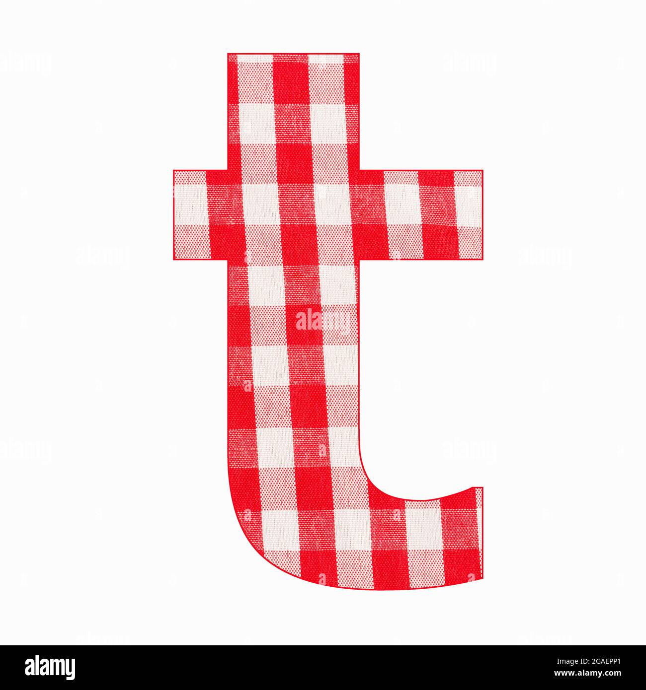 Lettre minuscule t de l'alphabet - nappe en tissu à carreaux rouges ...