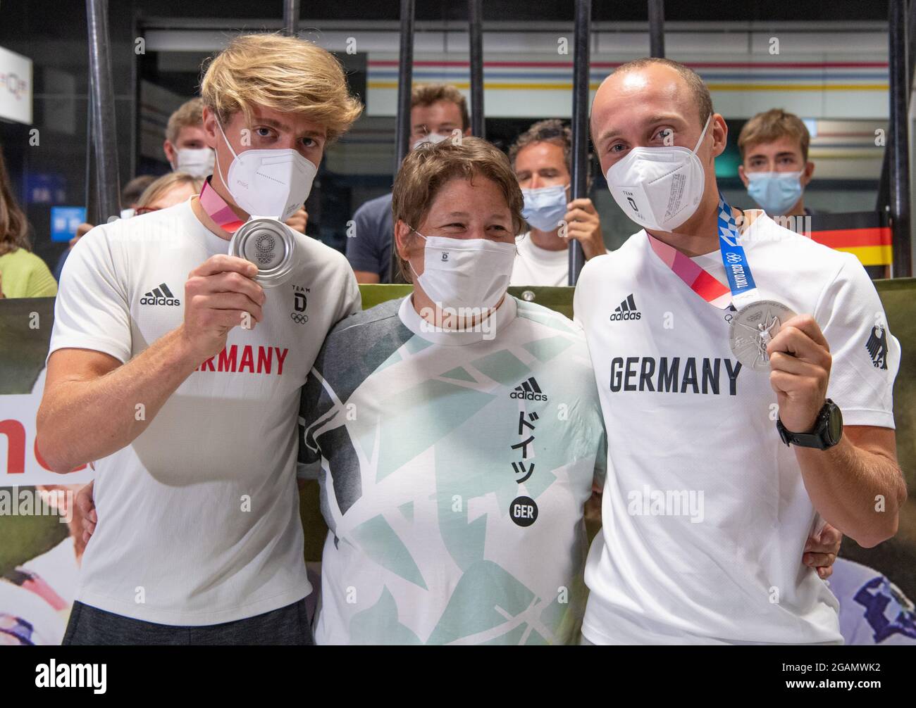 31 juillet 2021, Hessen, Francfort-sur-le-main : les rameurs Jason Osborne (l) et Jonathan ...