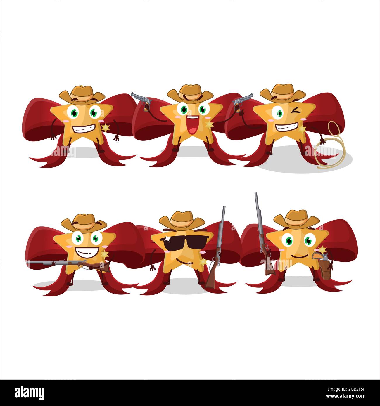 Joli noeud rouge cowboy avec un personnage de dessin animé étoilé et un ...