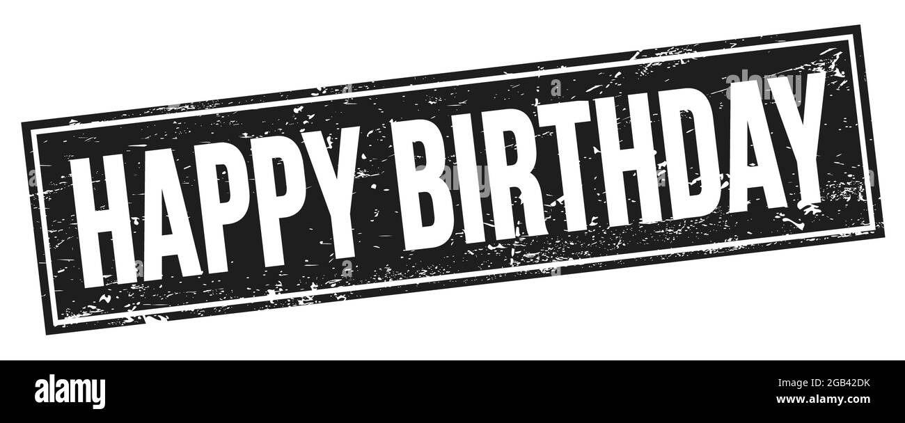 Timbre joyeux anniversaire Banque d'images noir et blanc - Alamy