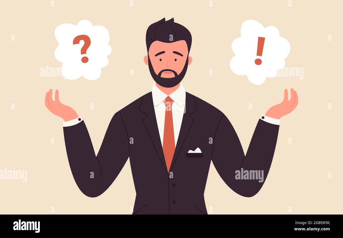 Point d'interrogation avec illustration vectorielle jeune homme d ...