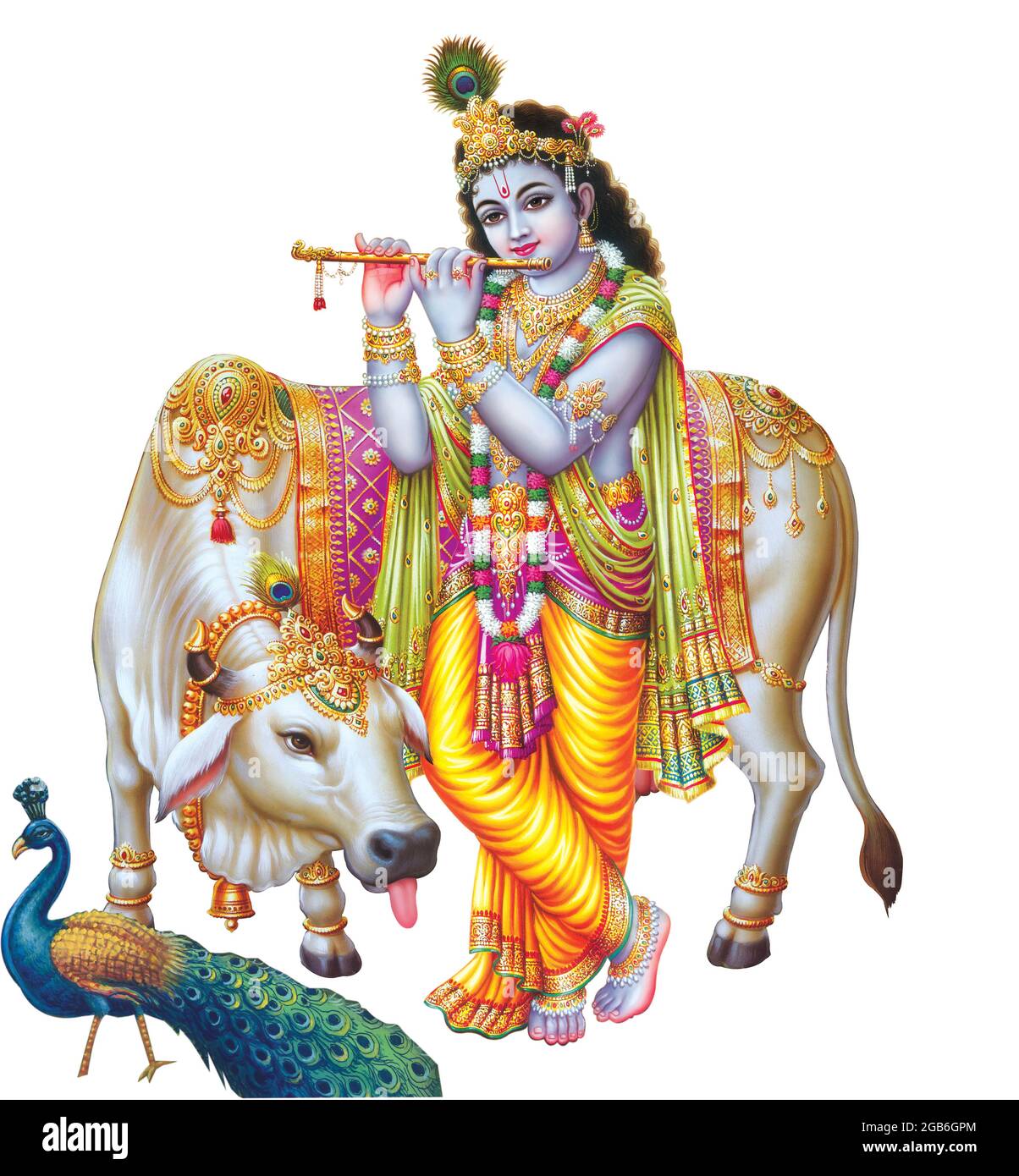 Seigneur de Dieu indien Krishna avec sa flûte faisant des airs magiques ...