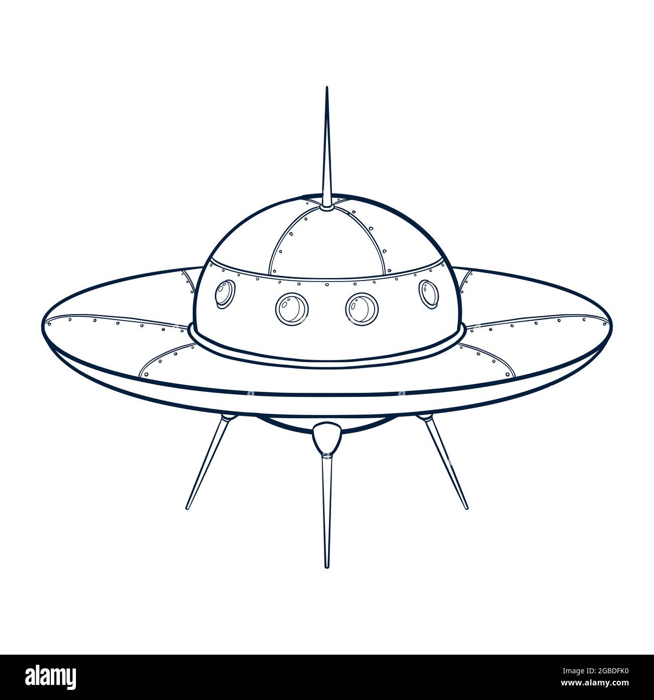 Illustration du vaisseau spatial. Icône de dessin animé de vaisseau ...