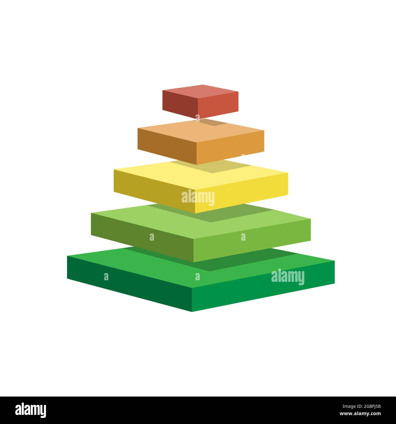 schéma de pyramide 5 cinq étapes. graphique de niveau hiérarchique ...