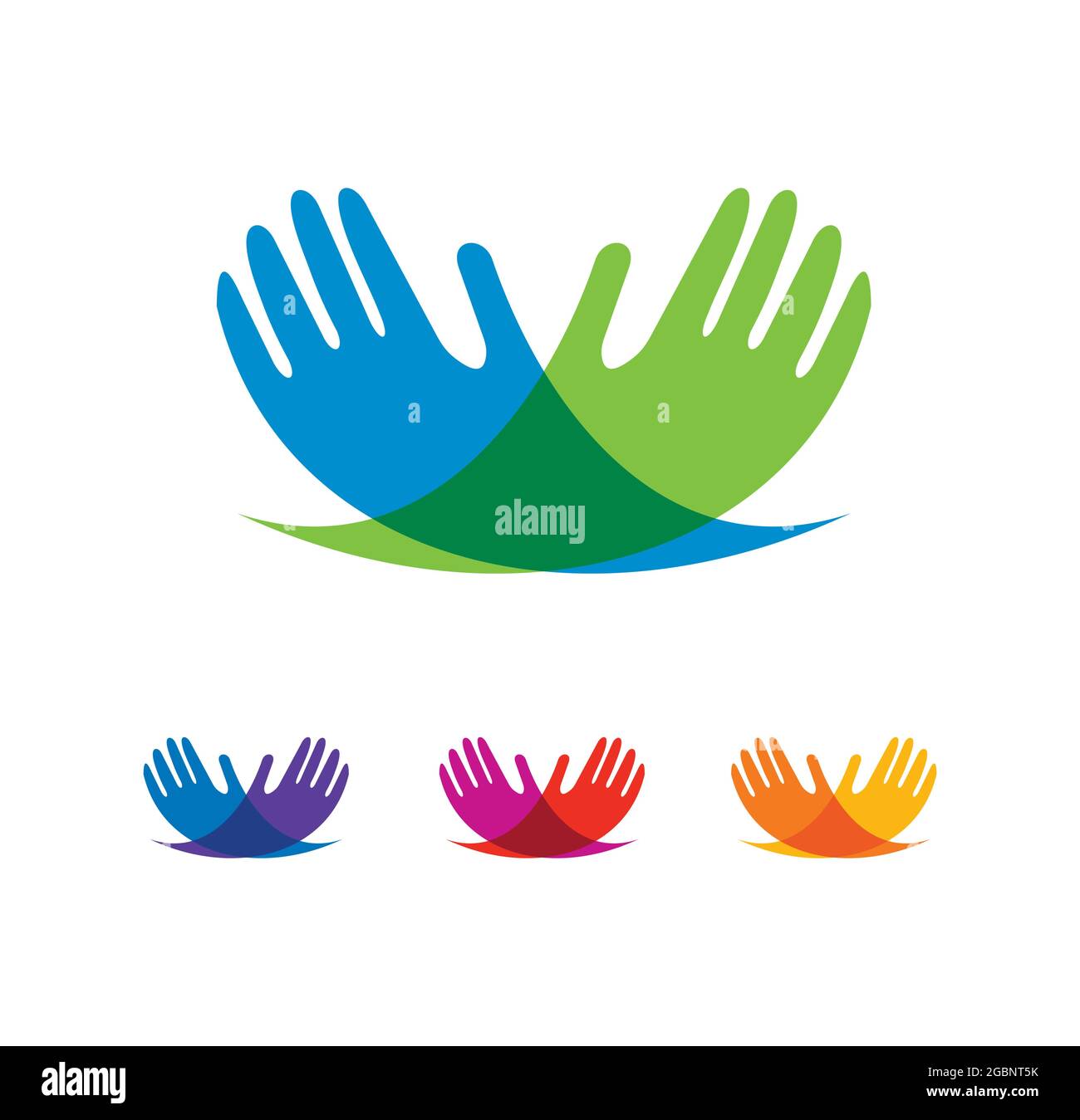 Illustration vectorielle de la couleur empilée du logo de la main Image ...