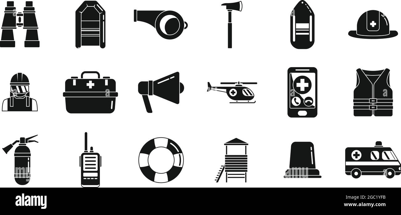 Les icônes de secouriste définissent un vecteur simple. Inondation d ...