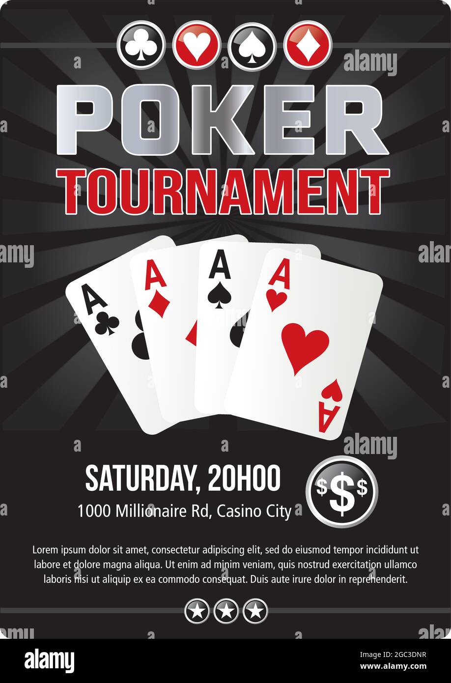 Affiche de conception d'invitation d'événement de tournoi de poker de ...