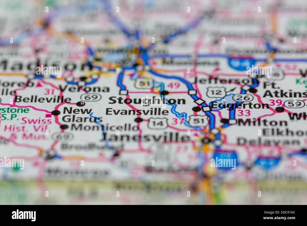 Carte de stoughton dans le wisconsin Banque de photographies et d ...