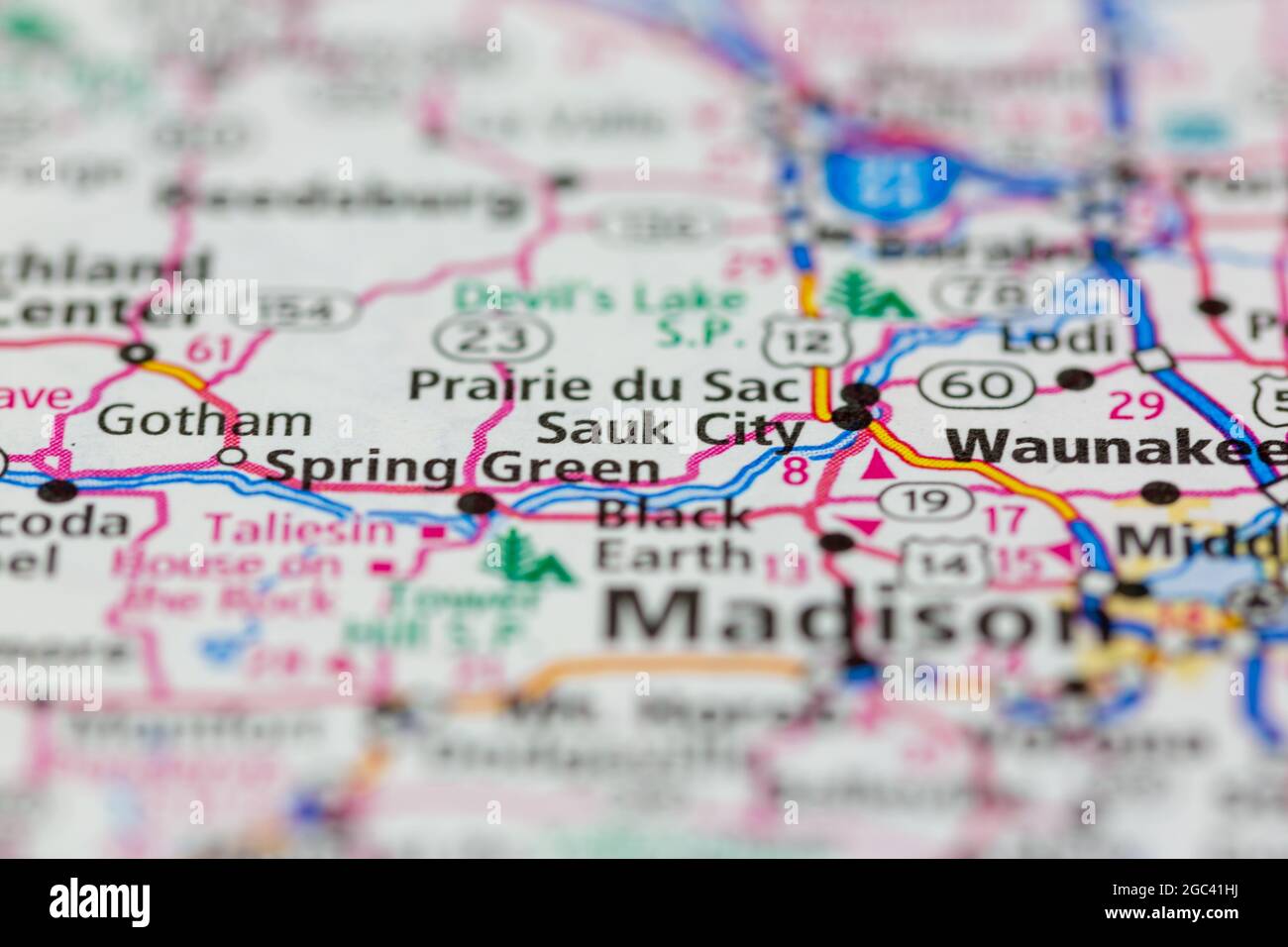 Carte du wisconsin de la ville de sauk Banque de photographies et d ...