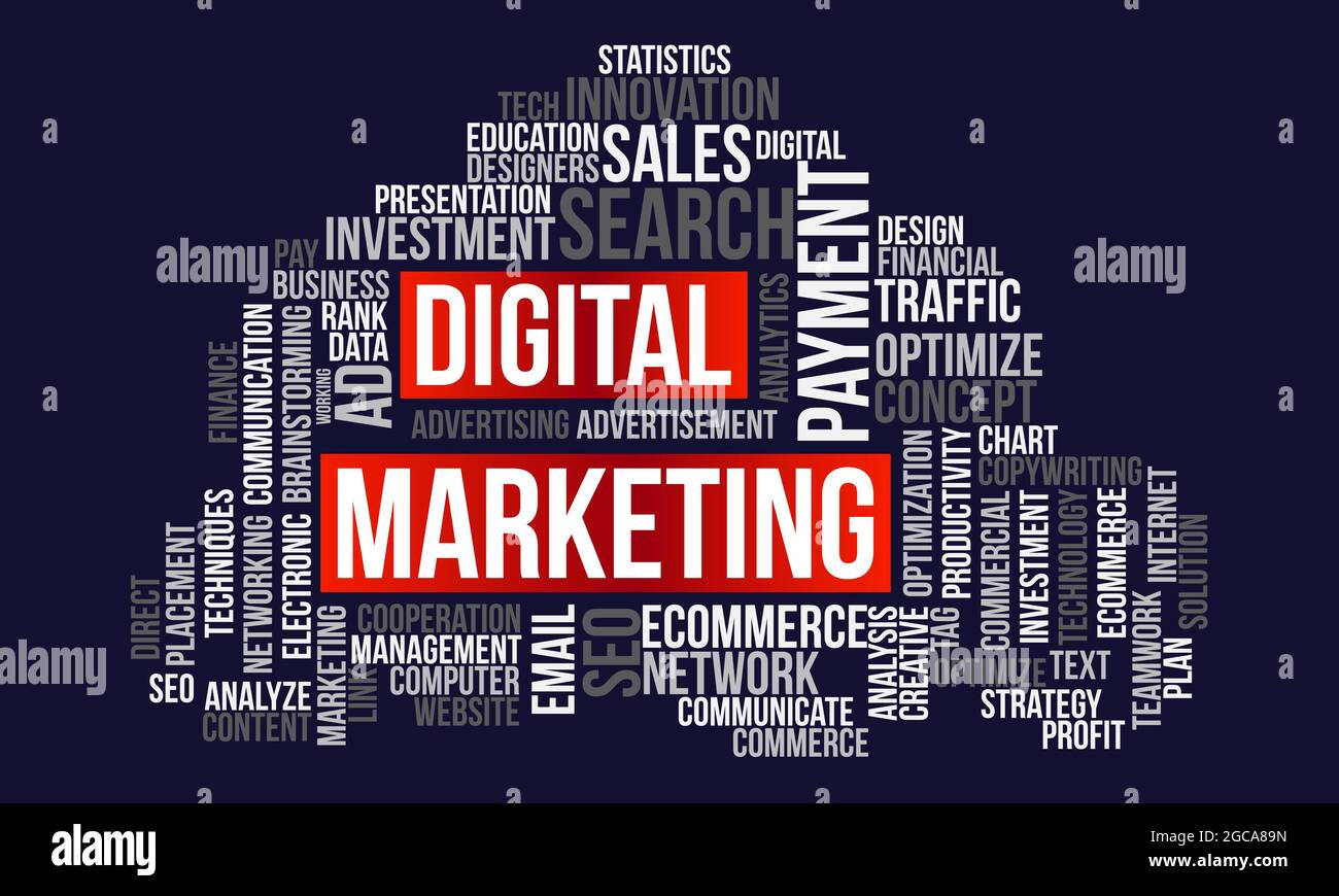 Business concept, Digital Marketing Word Cloud Vector Template Image ...
