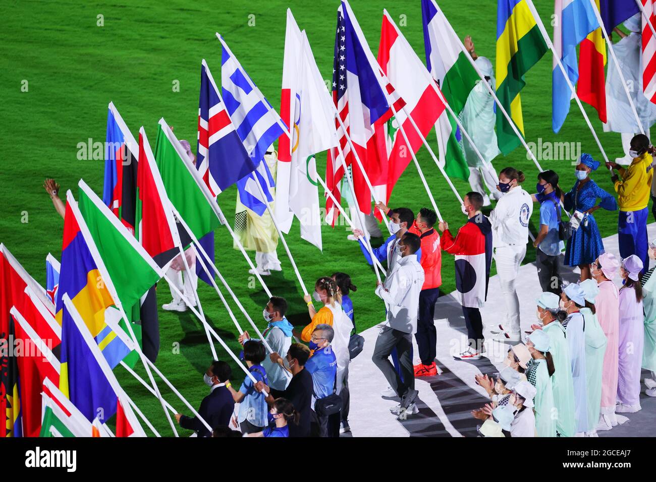 Drapeaux des nations participant aux jeux olympiques Banque de ...