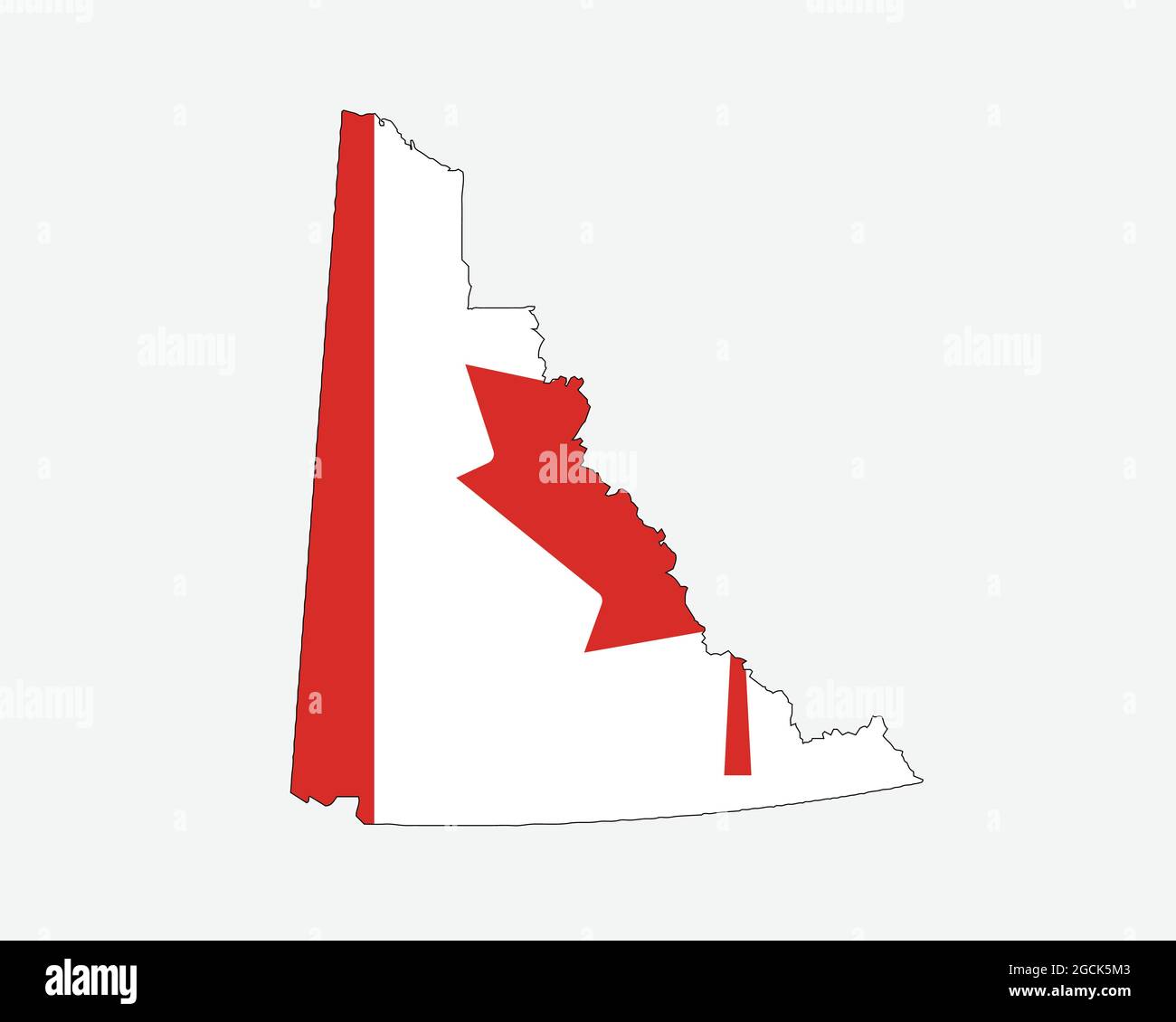 Carte du Yukon sur drapeau canadien. YT, CA carte du territoire sur le ...