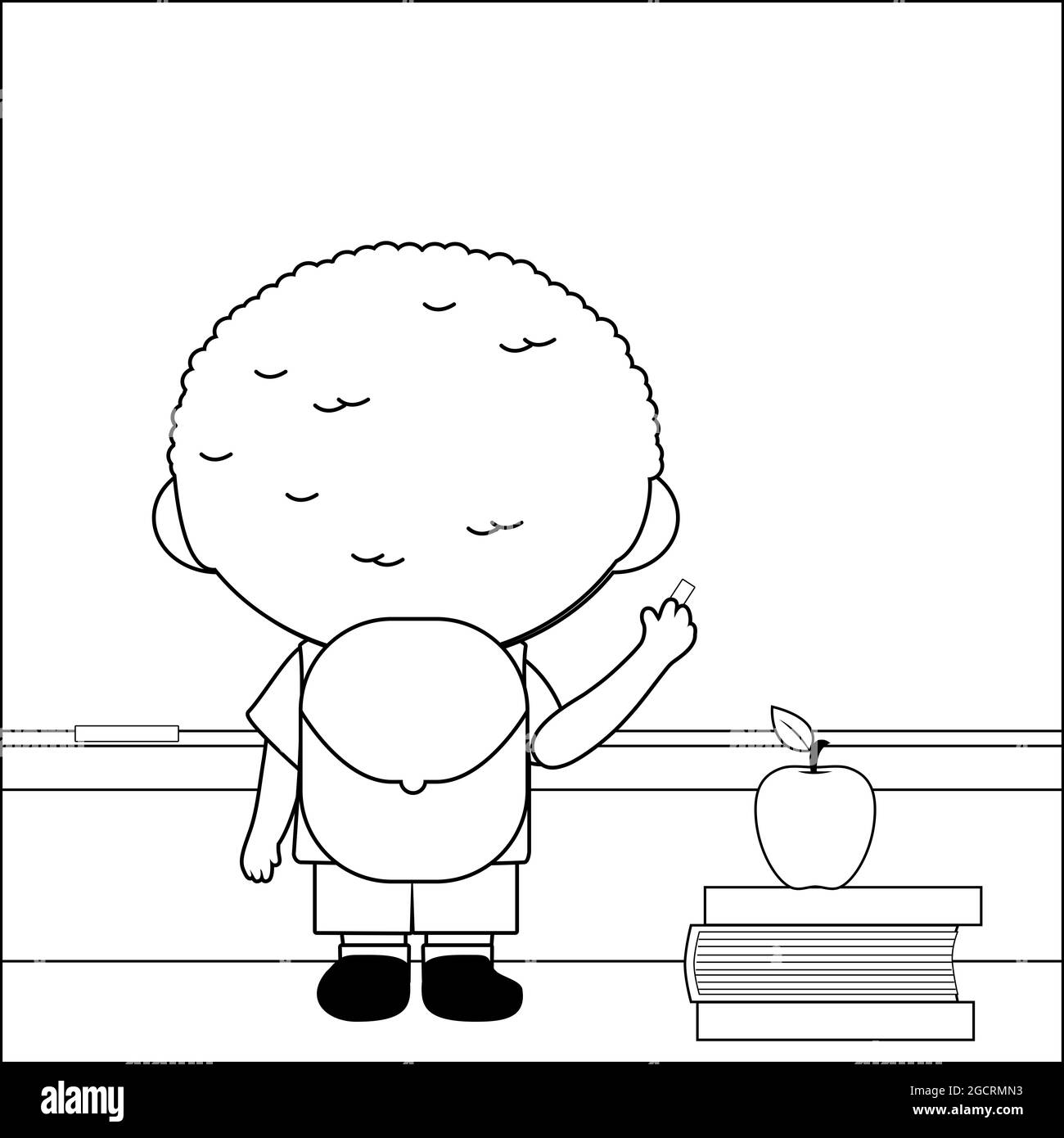 Étudiant à l'école écrivant sur le tableau de surveillance. Page de ...