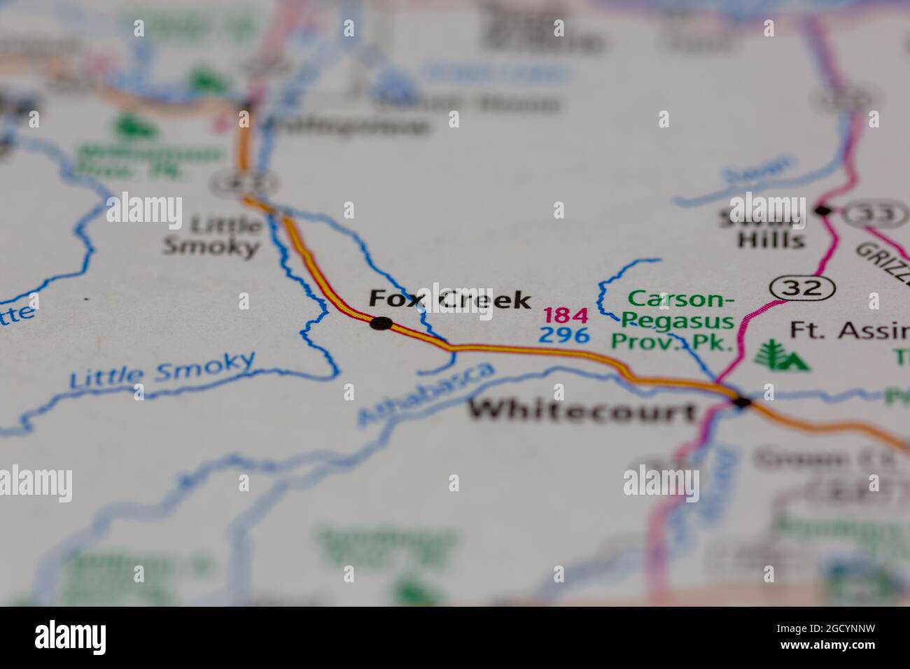 Fox creek alberta sur une carte Banque de photographies et d’images à ...