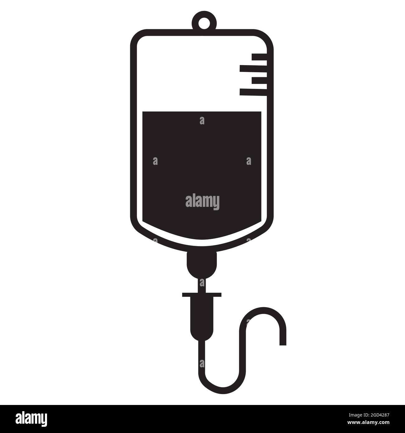 Icône de perfusion sur fond blanc. Symbole de poche de sang. Symbole de ...