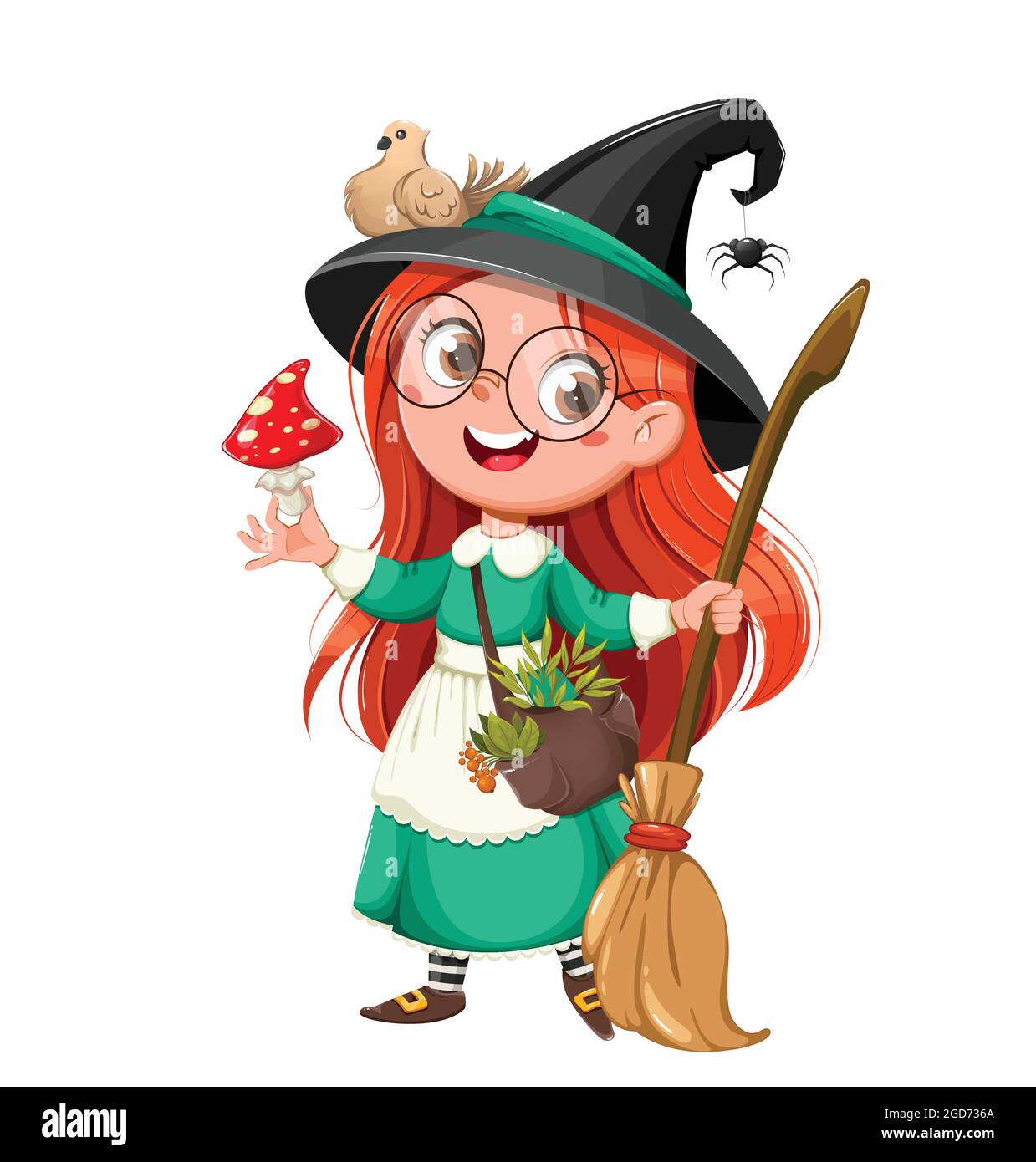 Joyeux Halloween. Jolie petite sorcière. Magnifique petit personnage de ...