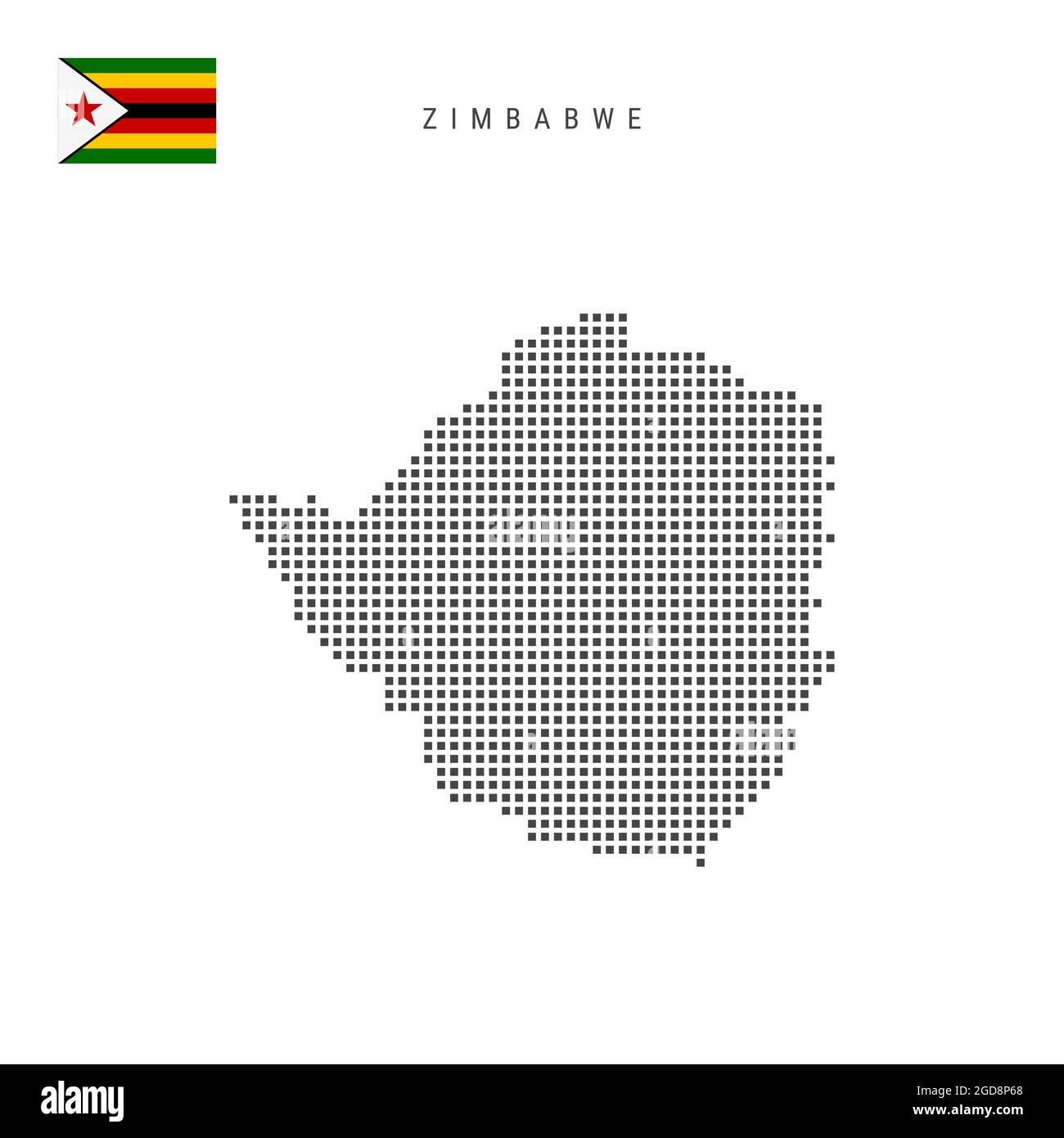 Carte à motif points carrés du Zimbabwe. Carte de pixels en pointillés ...