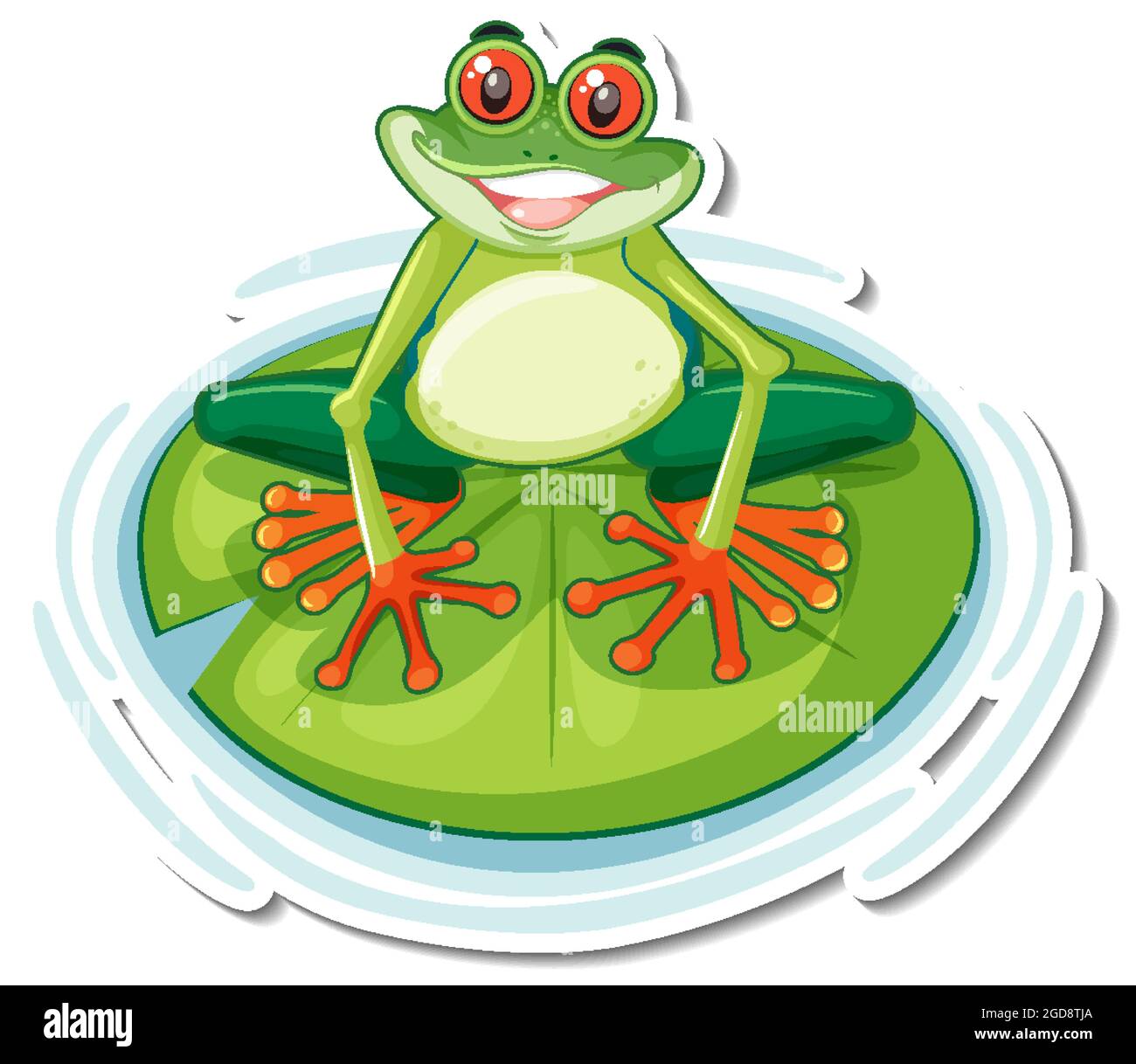 Joli Autocollant De Dessin Animé De Grenouille Exotique Sur Fond Blanc