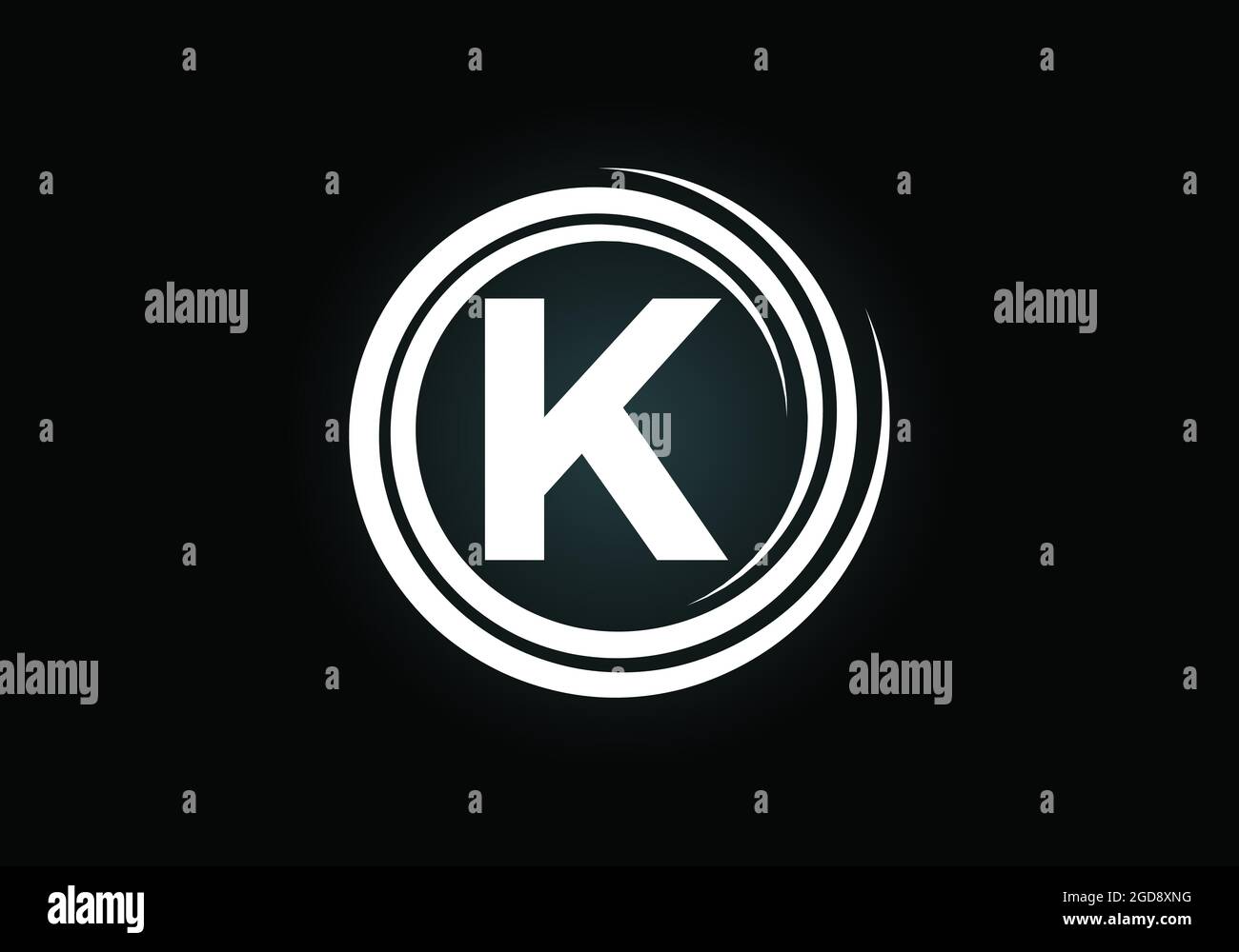 Lettre K initiale du monogramme dans la spirale. Motif volute en ...