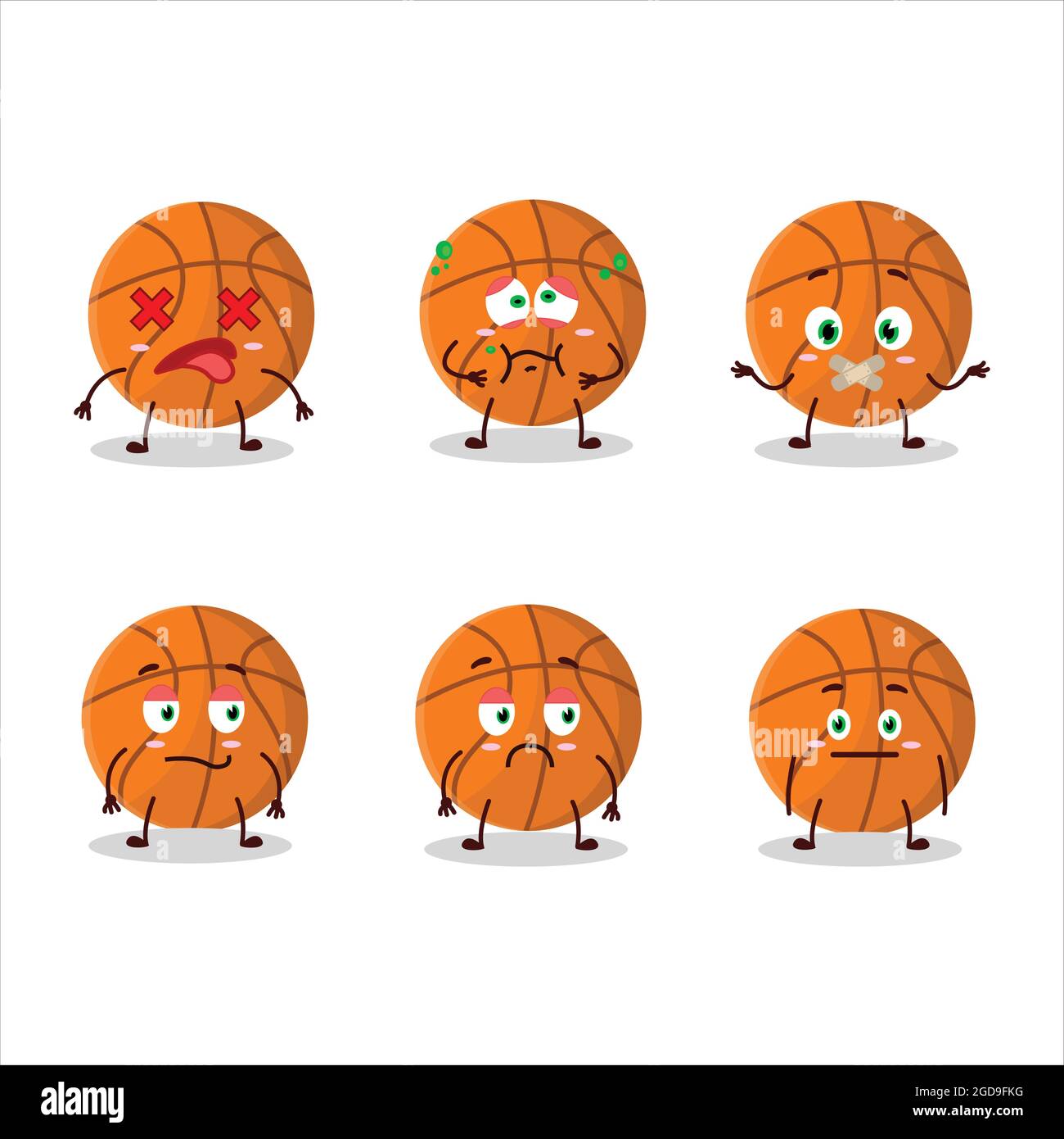 Dessin animé de basket-ball de caractère avec expression de corde ...