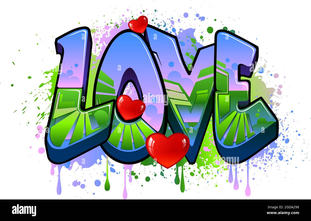 Graffiti love Banque d'images détourées - Alamy