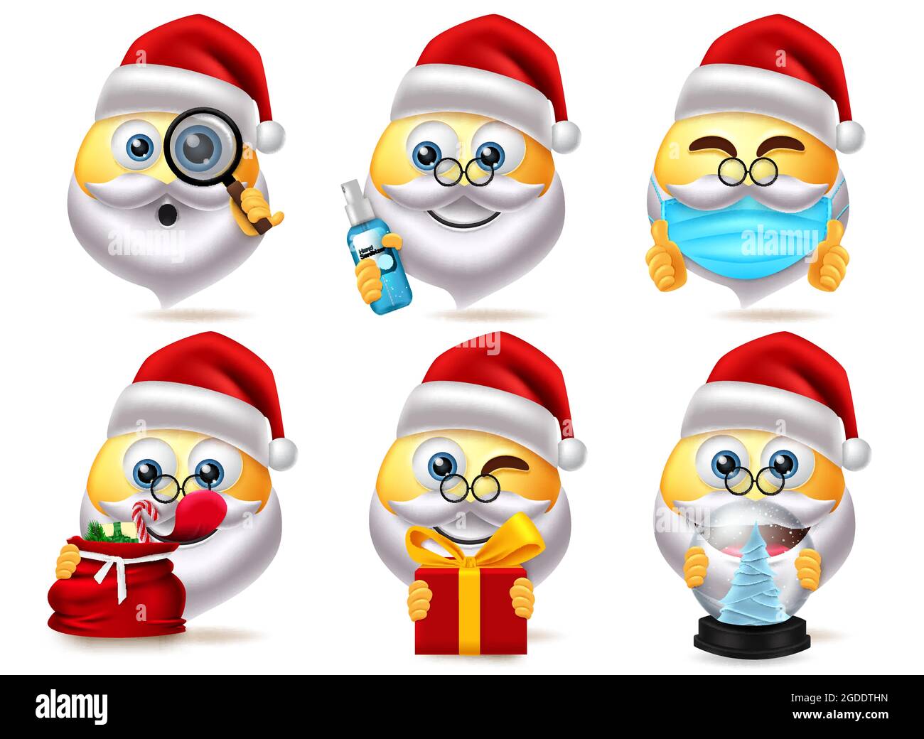Santa claus smileys noël caractères vecteur ensemble. Noël personnages ...