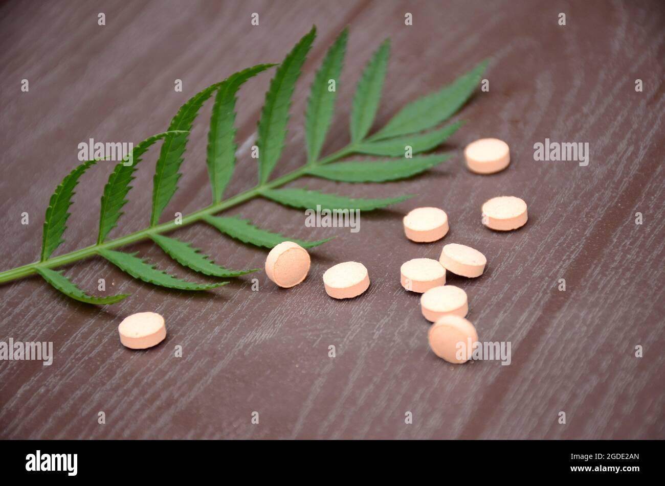 gros plan bouquet de la couleur rose petit comprimé de médicaments avec ...