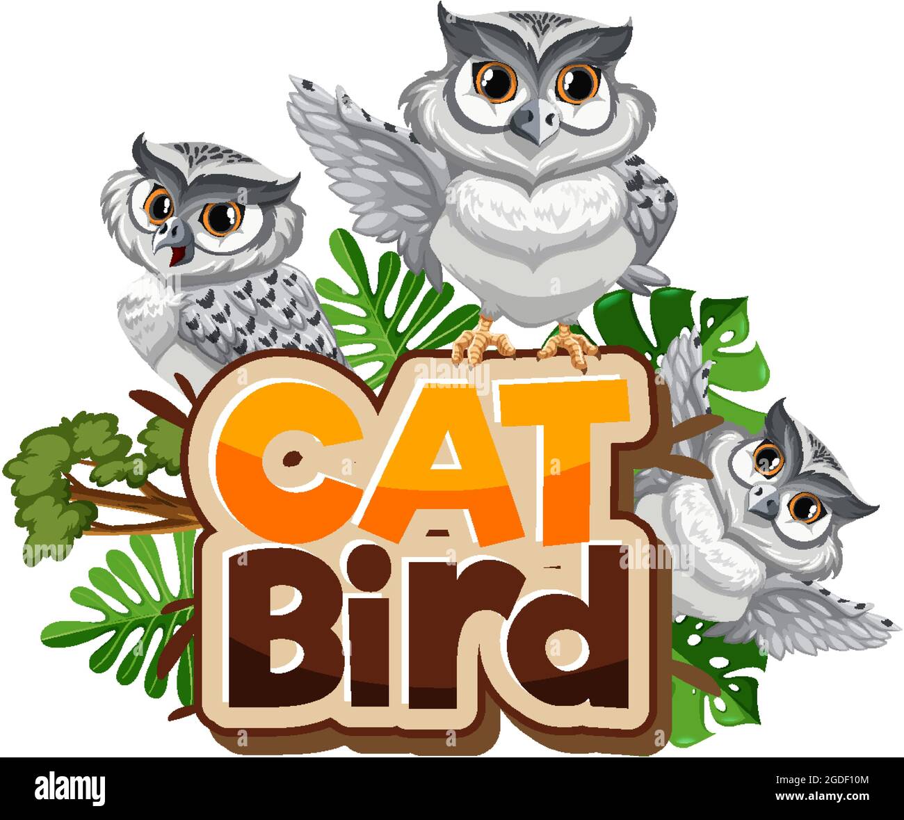 Beaucoup de caractères de dessin animé de hiboux blanc avec la bannière ...