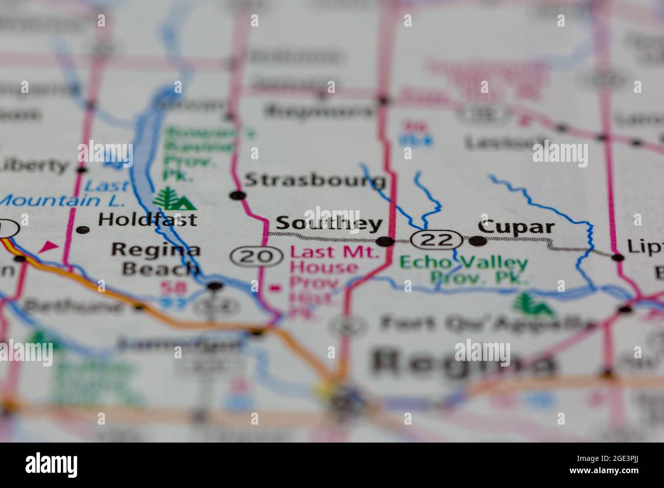 Southey Saskatchewan Canada sur une carte routière ou une carte de la géographie Photo Stock - Alamy