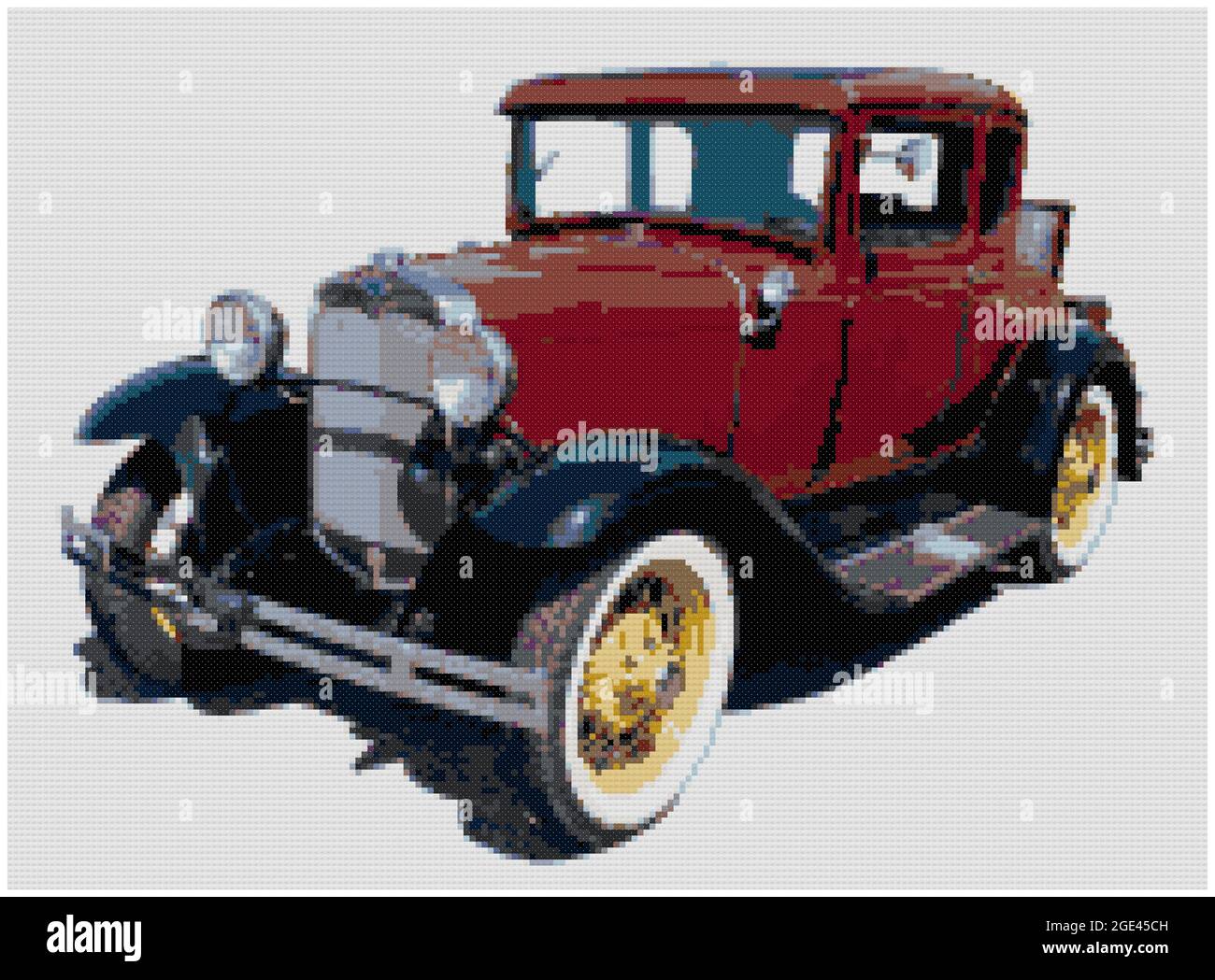 voiture classique vintage. Illustration de la broderie à point de croix ...