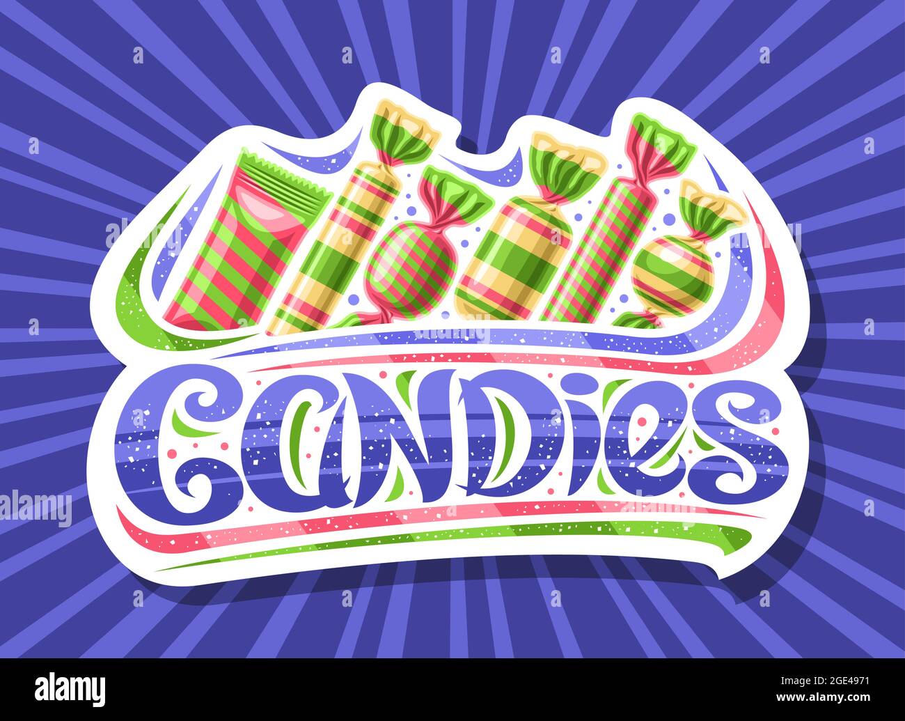 Logo vectoriel pour bonbons, panneau d'affichage décoratif blanc avec ...