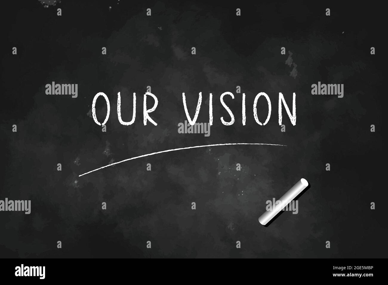 NOTRE VISION écrite avec craie sur tableau noir logo design ...