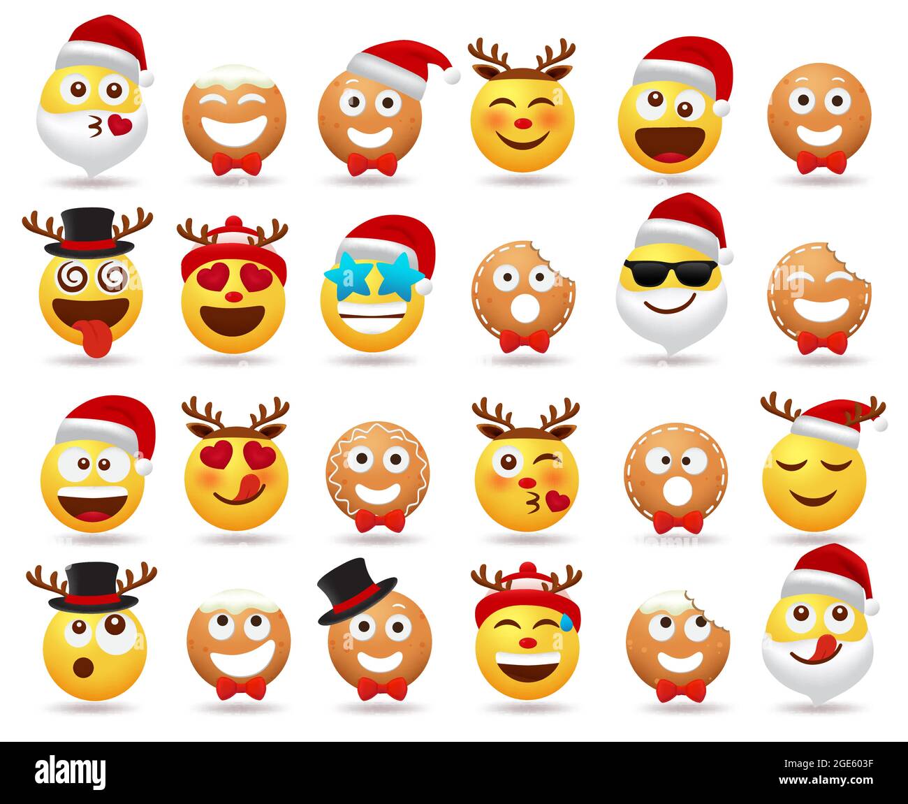 Ensemble de vecteurs de caractères pour les smileys de Noël. Personnage ...